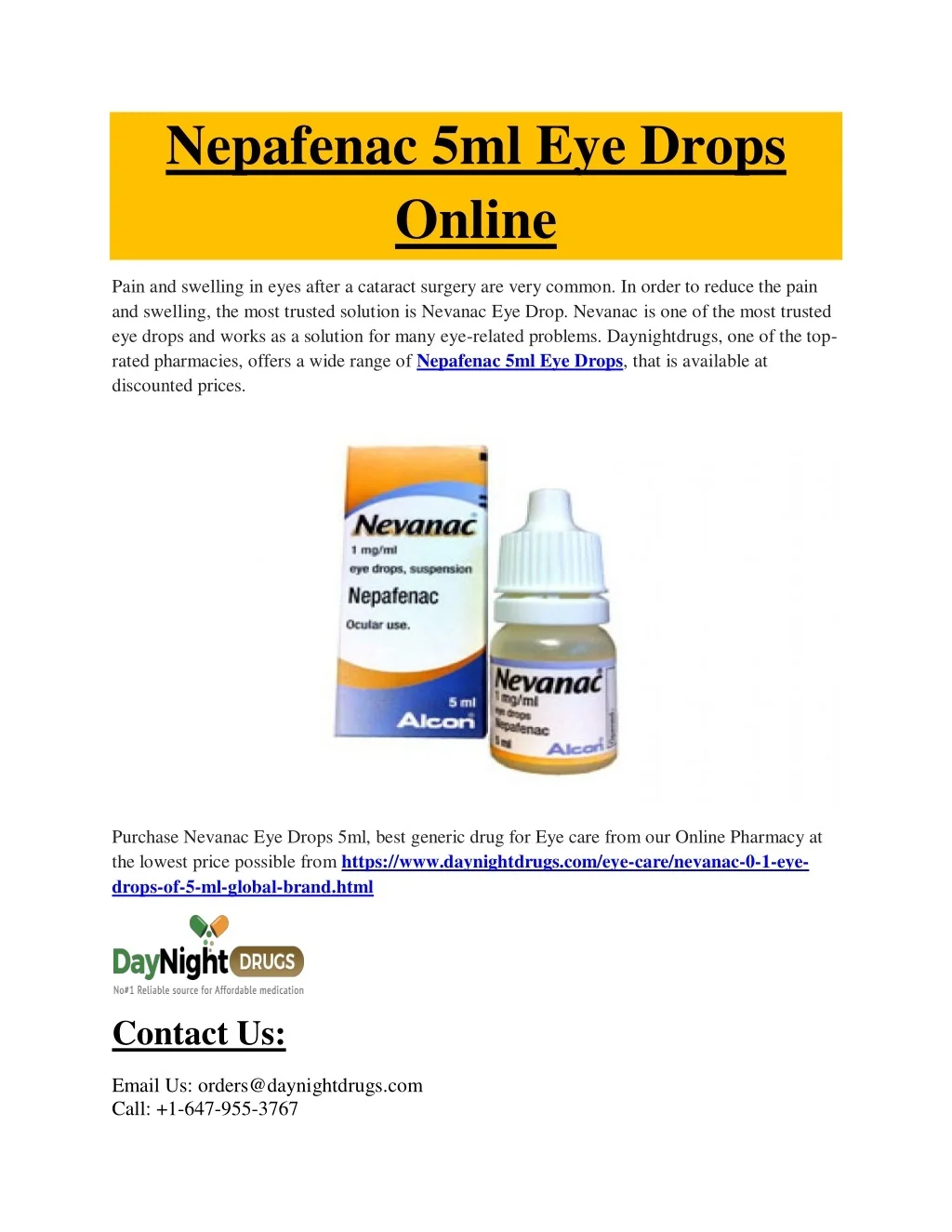 PPT - Nepafenac 5ml Eye Drops PowerPoint Presentation, free download ...