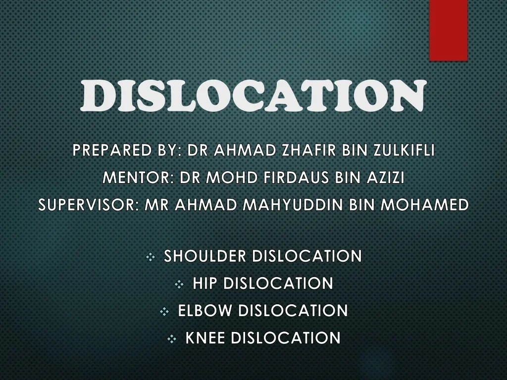 PPT - Joint Dislocation - Management PowerPoint Presentation, free ...