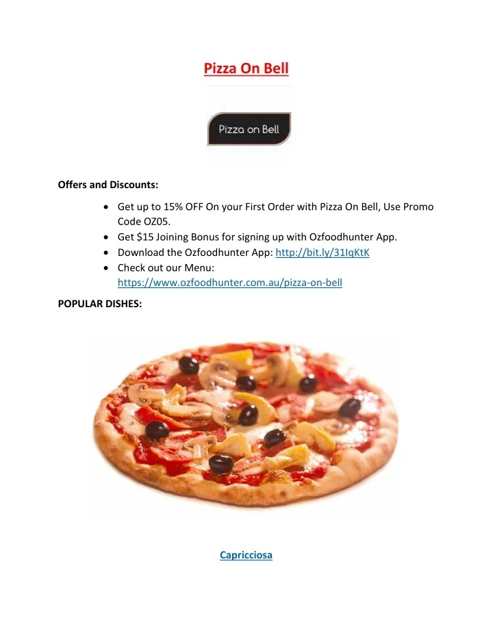 PPT - 15% Off - Pizza On Bell Menu - Pizza delivery Coburg, Vic ...