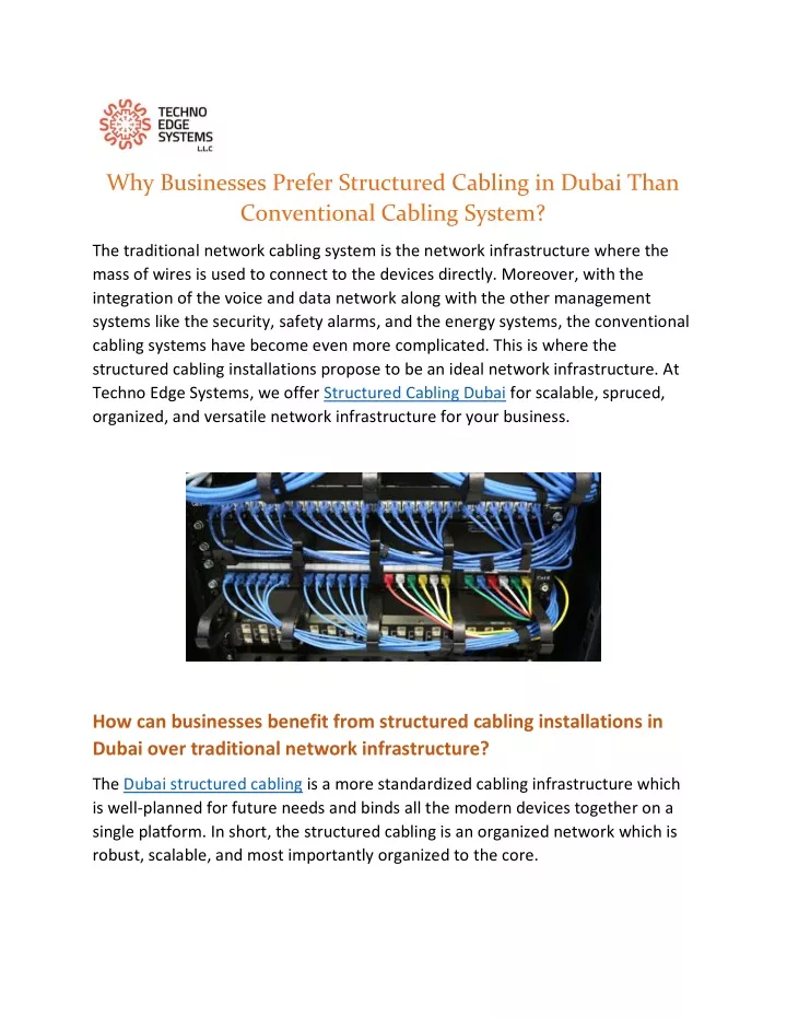 PPT - Why Businesses Prefer Structured Cabling in Dubai Than ... PPT - Why Businesses Prefer Structured Cabling in Dubai Than ...