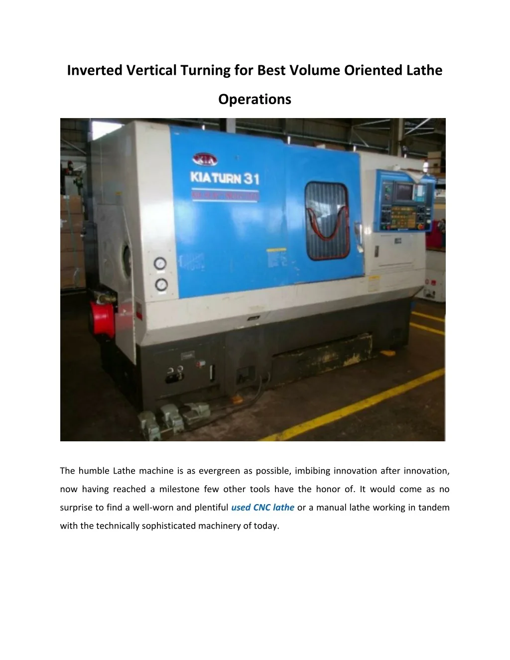 PPT - Inverted Vertical Turning for Best Volume Oriented Lathe ...