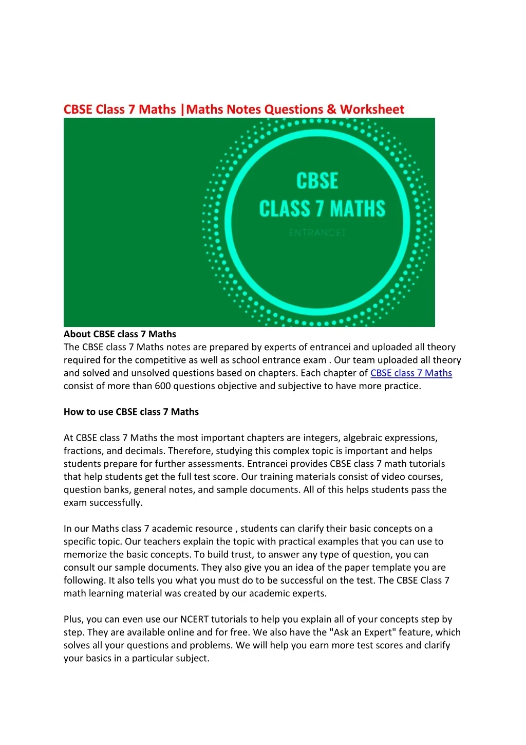 PPT - CBSE class 7 Maths PowerPoint Presentation, free download - ID ...