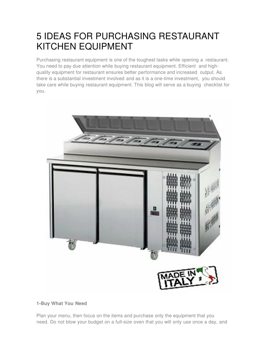 PPT - 5 IDEAS FOR PURCHASING RESTAURANT KITCHEN EQUIPMENT PowerPoint ...