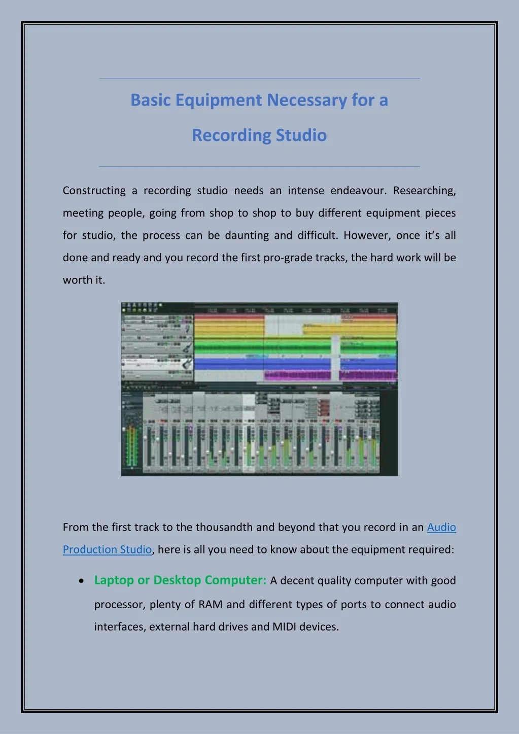 PPT - Basic Equipment Necessary for a Recording Studio PowerPoint ...