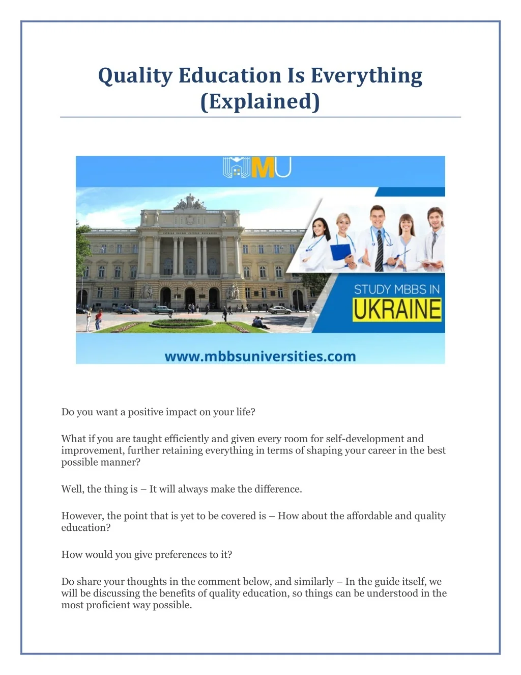 PPT - Quality Education Is Everything (Explained) PowerPoint ...