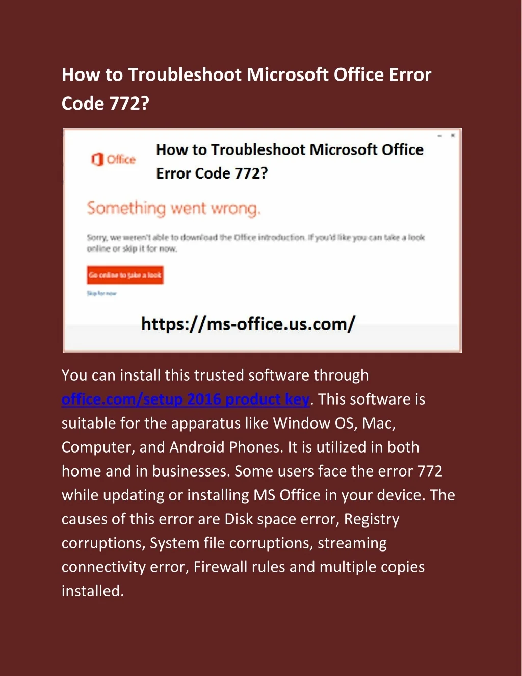 PPT - How to Troubleshoot Microsoft Office Error Code 772? PowerPoint ...